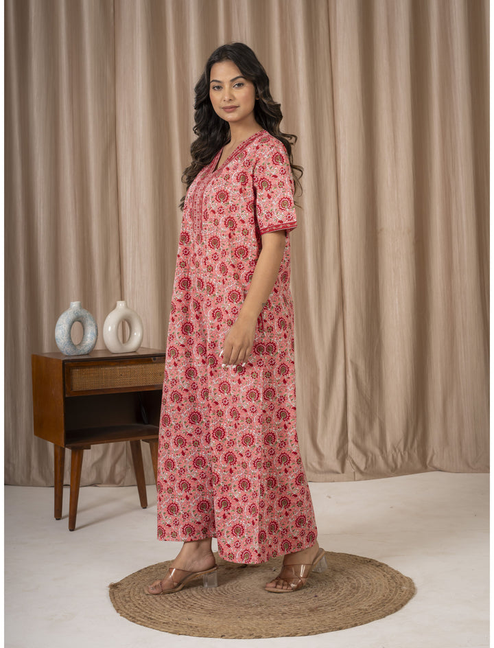 Hand Block Cotton Jaal Printed Night Gown – Gulabchand Prints