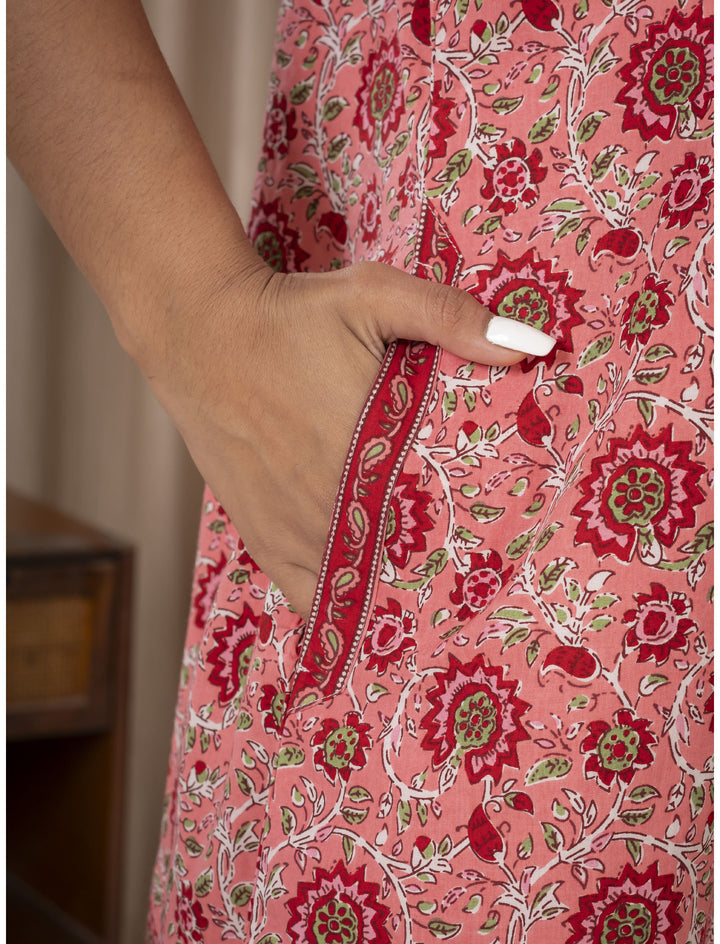 Hand Block Cotton Jaal Printed Night Gown – Gulabchand Prints
